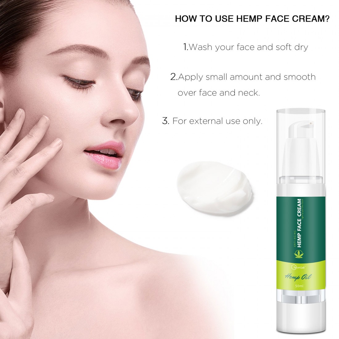 Buy 3erum1ab Hemp Face Cream,100% Vegan & Cruelty Free, Anti-Wrinkle ...