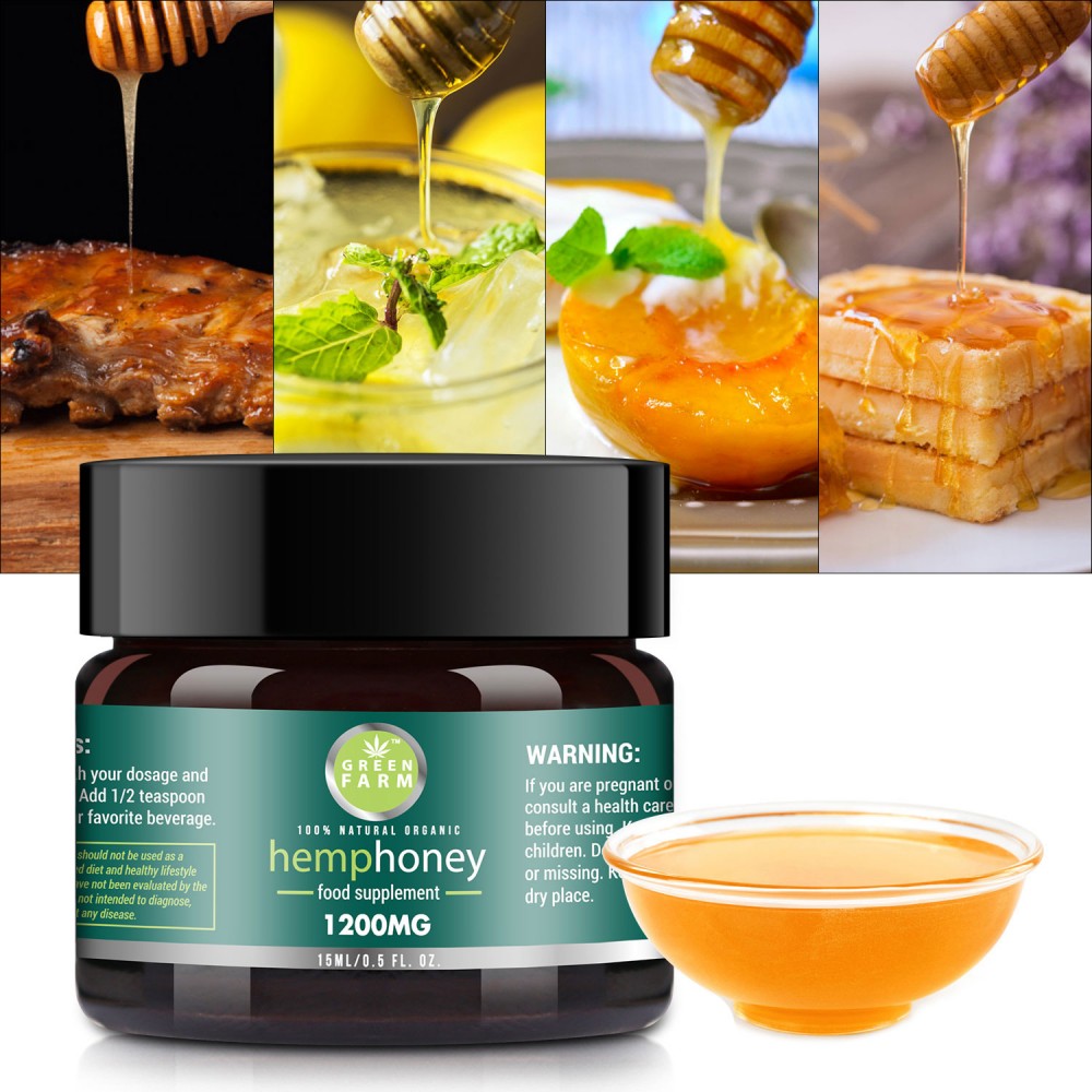 Buy Green Farm Raw CBD honey, 1200mg high-strength CBD honey 10% 15ml ...